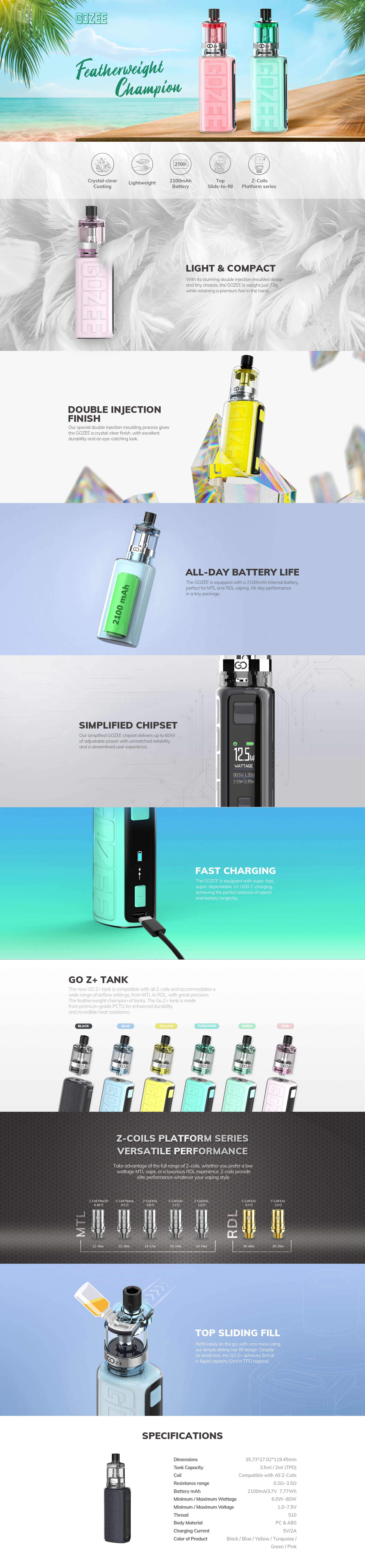 Innokin GOZEE Kit 2100mAh 3.5ml - AGT Group Wholesale